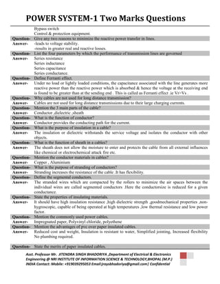 2 marks question_power_system_1 | PDF