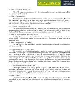 2 Marks Questions And Answers MC1628 TCP IP Protocol Suite | PDF