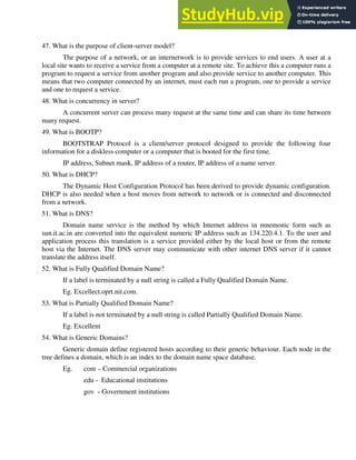 2 Marks Questions And Answers MC1628 TCP IP Protocol Suite | PDF