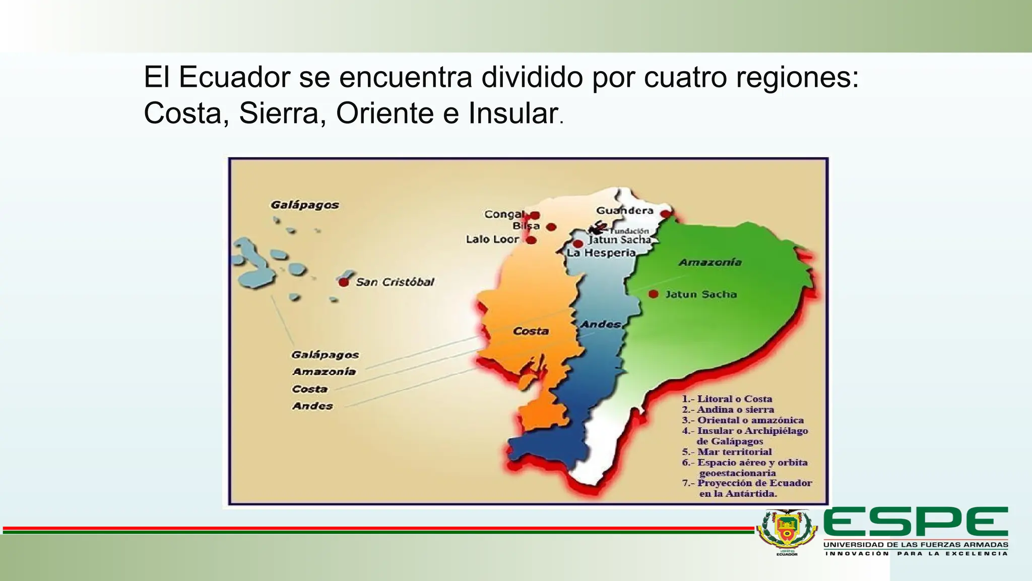 Ubicación de las Regiones naturales del Ecuador | PPT