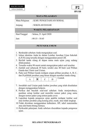 master soal ips sd 2020 paket 2 (1) | PDF