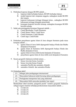 master soal ips sd 2020 paket 2 (1) | PDF