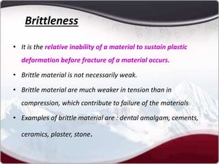 Mechanical properties of dental materials | PPTX