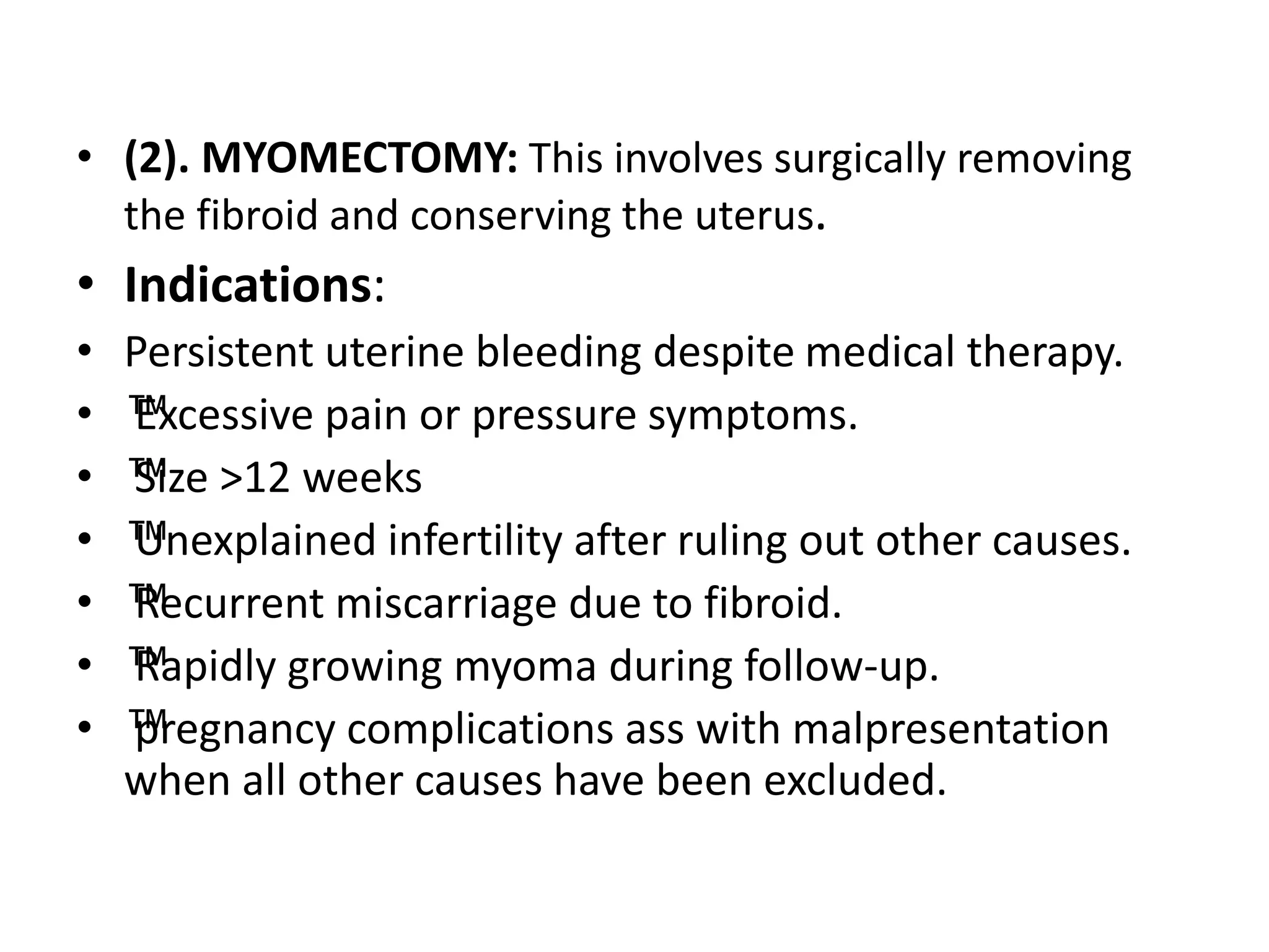 medical and surgical treatment of uterine fibroids | PPTX