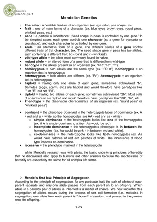 Mendelian genetics | DOC
