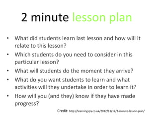 2 minute lesson plan | PPTX