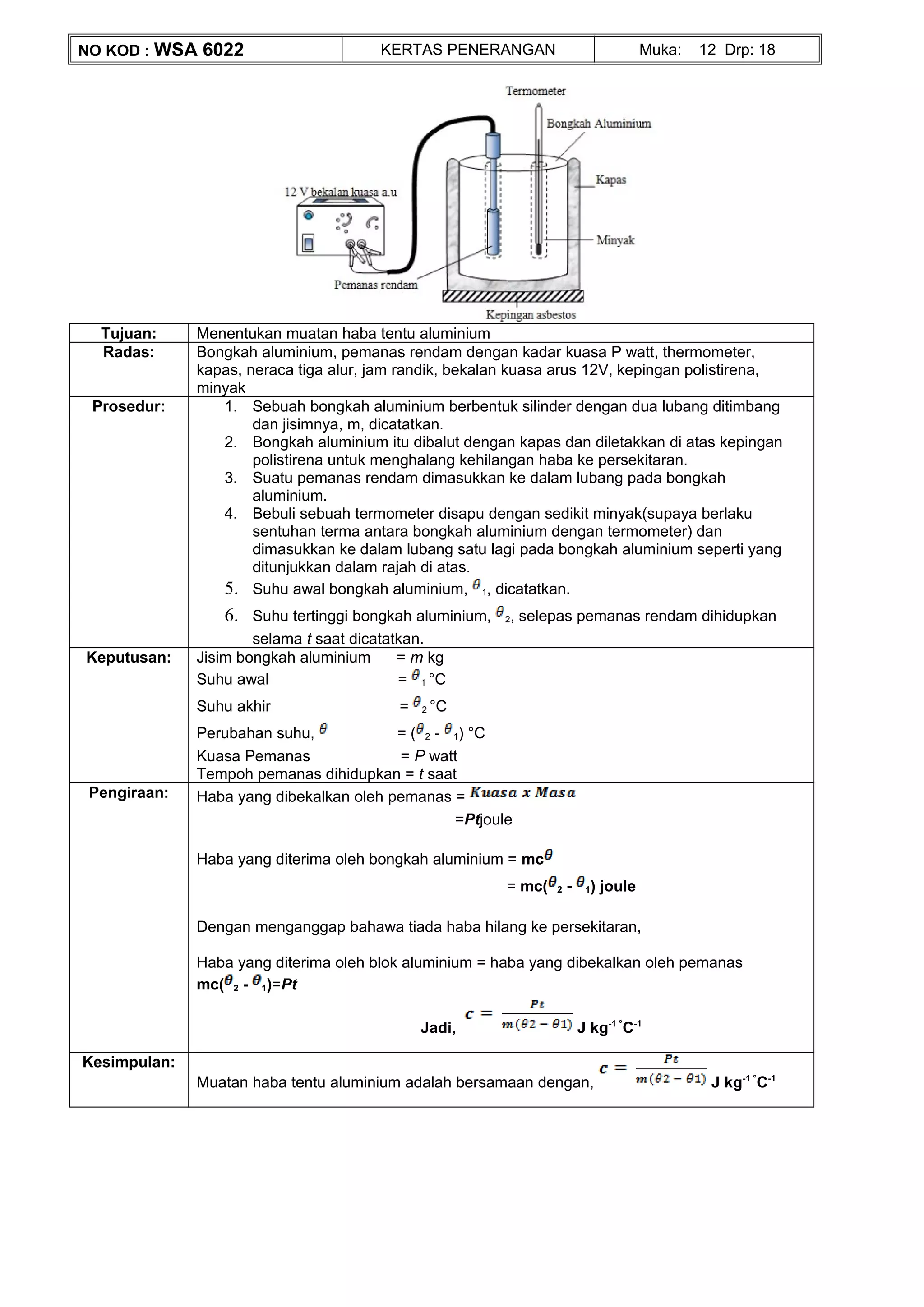 Kertas Penerangan Modul 2 Muatan Haba Tentu Sains Am 2 Diploma ...
