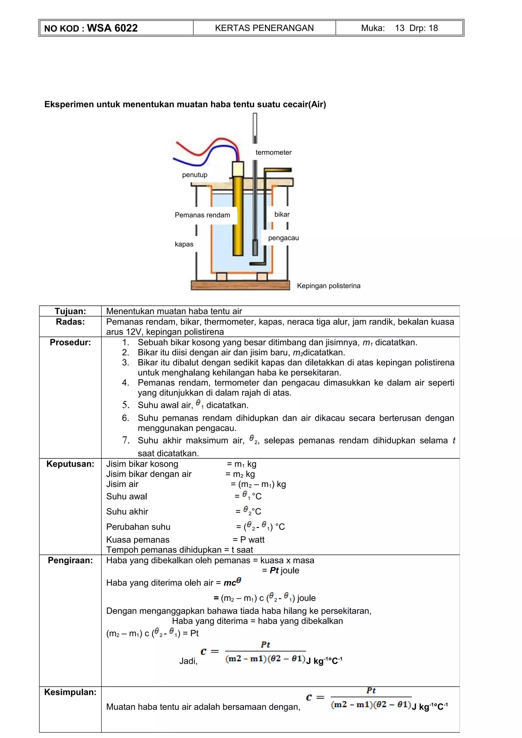 Kertas Penerangan Modul 2 Muatan Haba Tentu Sains Am 2 Diploma ...