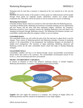 Marketing Management module 2 uma k | PDF