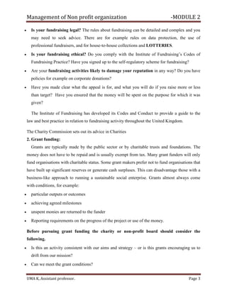Management of non profit organisation module 2 uma k | PDF
