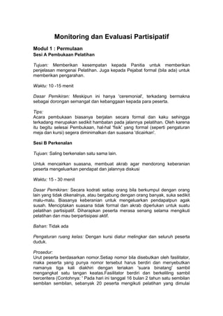 (2) modul pelatihan monitoring dan evaluasi partisipatif | DOC