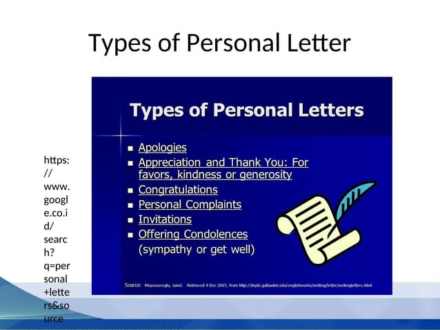 personal letters for student grade sma 1 | PPT