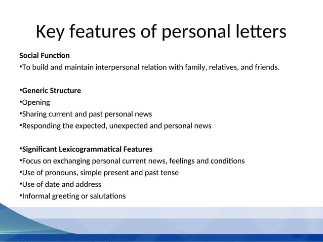 personal letters for student grade sma 1 | PPT