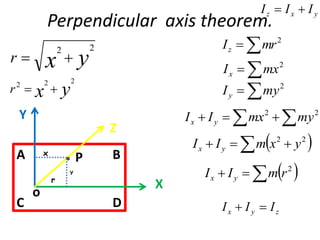 Moment of inertia and parallel and perpendicular laws | PPTX