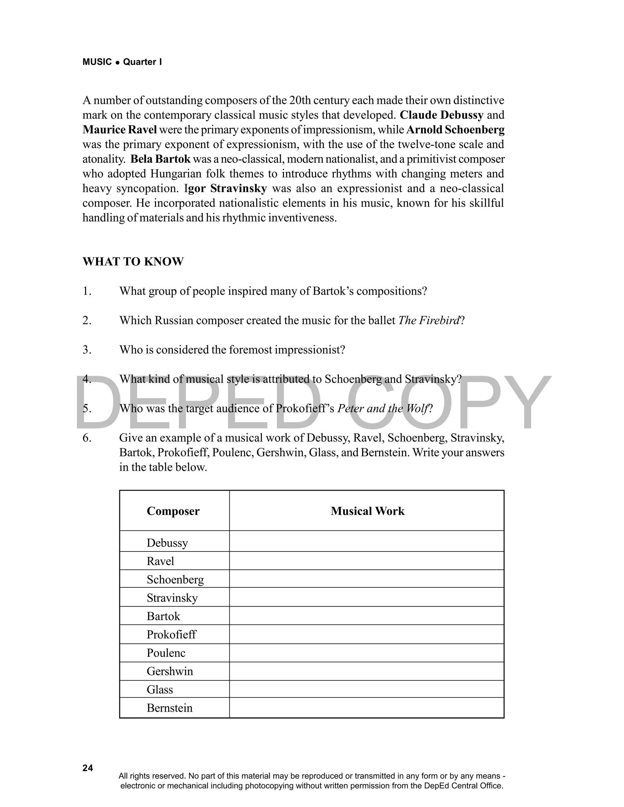 MAPEH MUSIC GRADE 10 LEARNER'S MODULE QTR 1 | PDF
