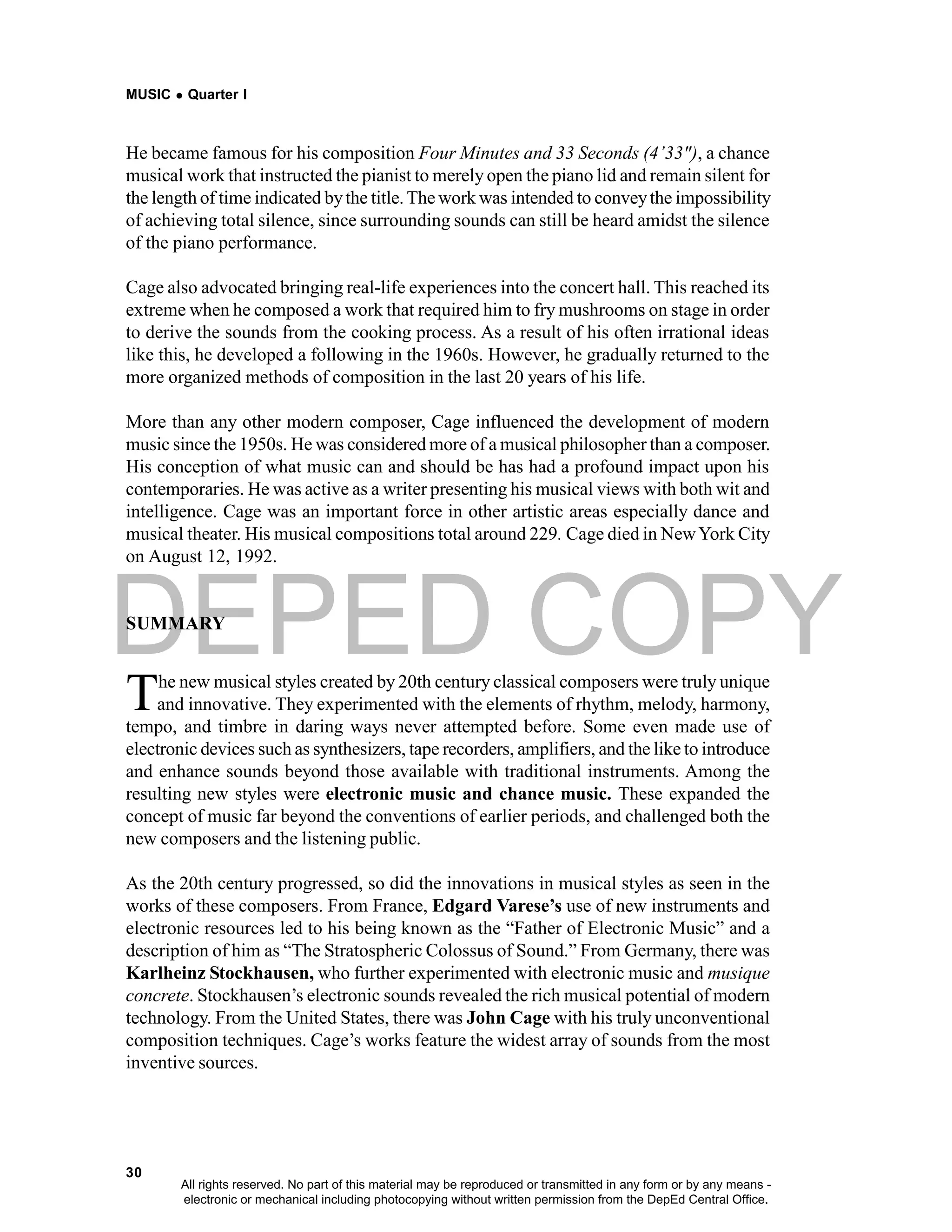 MAPEH MUSIC GRADE 10 LEARNER'S MODULE QTR 1 | PDF