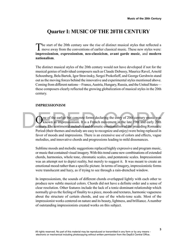 MAPEH MUSIC GRADE 10 LEARNER'S MODULE QTR 1 | PDF
