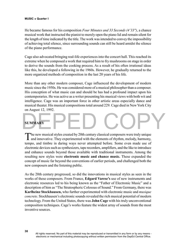 MAPEH MUSIC GRADE 10 LEARNER'S MODULE QTR 1 | PDF