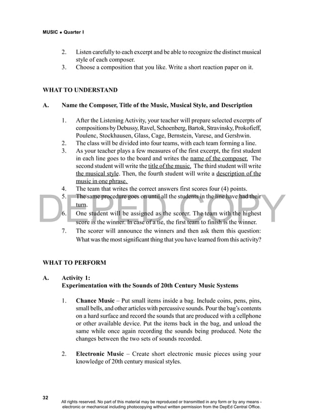 MAPEH MUSIC GRADE 10 LEARNER'S MODULE QTR 1 | PDF