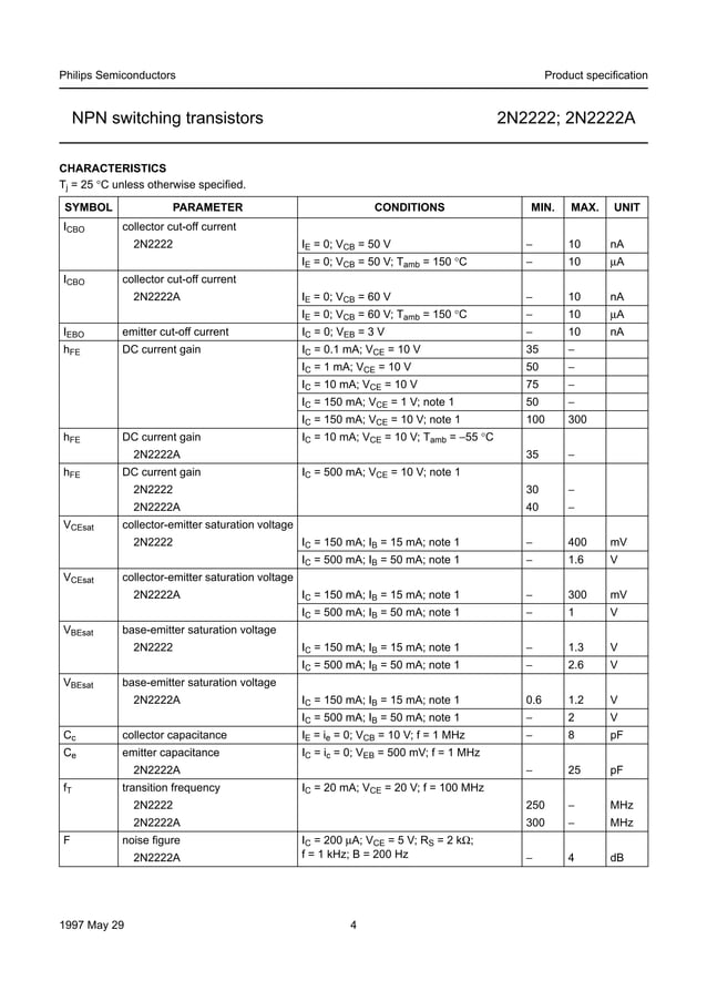 2N2222/2N222A Transistor data sheet | PDF