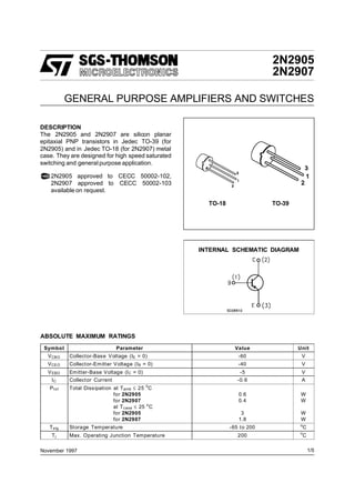 2N2905-2N2907 Transistor data sheet | PDF