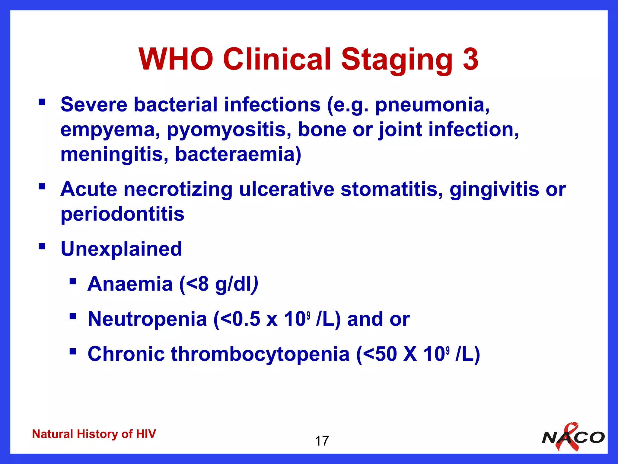 2 natural history of hiv and who clinical staging naco lac m | PPT