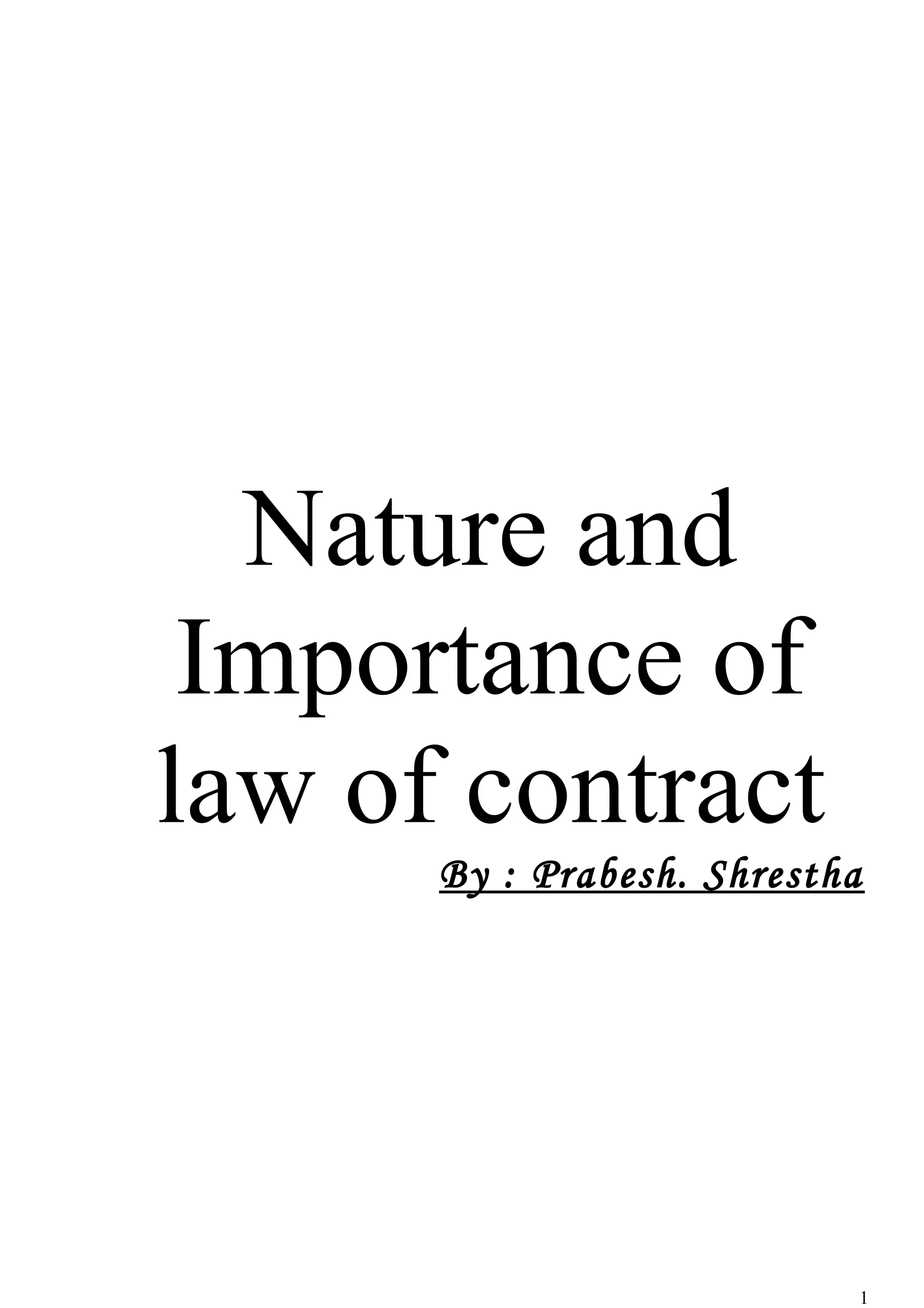 nature and importance of law of contract | DOC