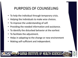 counselling definition ,types ,purpose,qualities ,nurses role | PPT