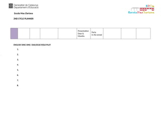 2nd. CYCLE PLANNER. timming English subject. Contents | PPT