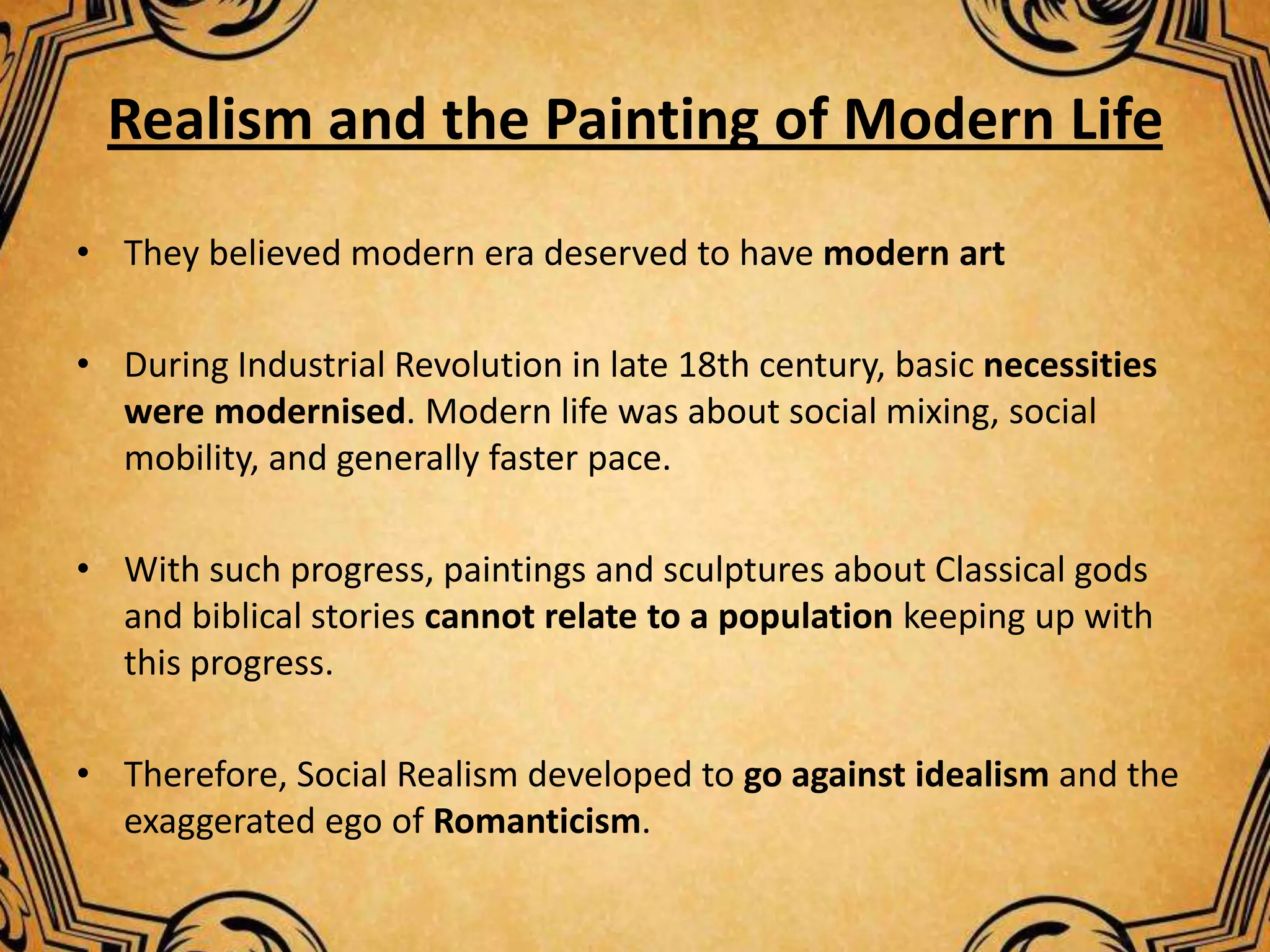 Realism, Romanticism, Impressionism Art His Presentation Lois, Pam ...