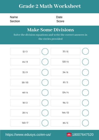 2nd grade math worksheet | PDF