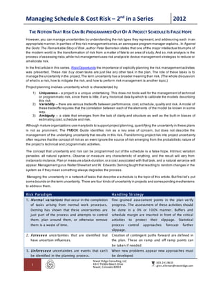 Managing cost and schedule risk | DOCX