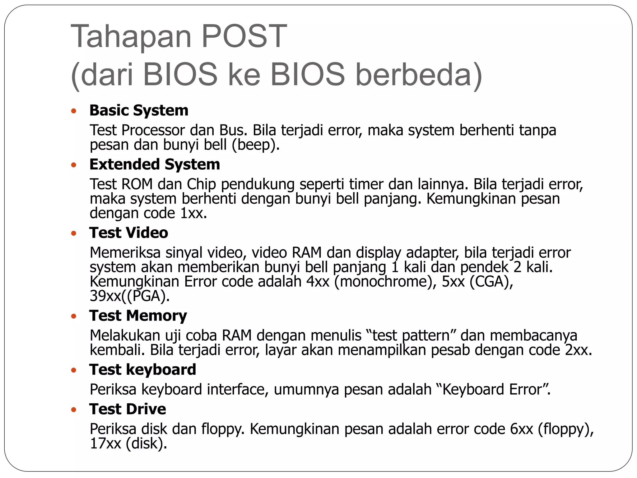 pengenalan bios & pc hardware diagnostic | PPTX