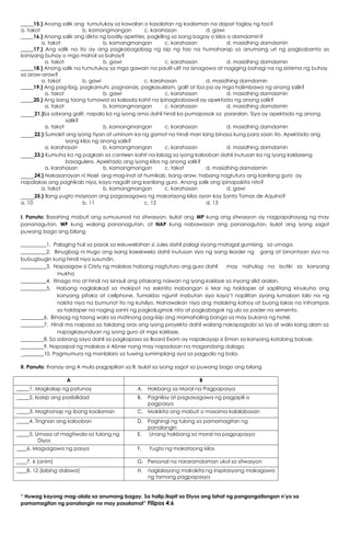 2nd-Quarter-Exam-EsP-10 for second grading | DOCX