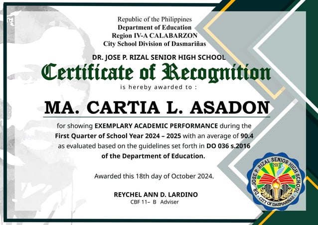 2nd-Sem-Q3-cert-awardees djprshs caviteph | PPTX | Education