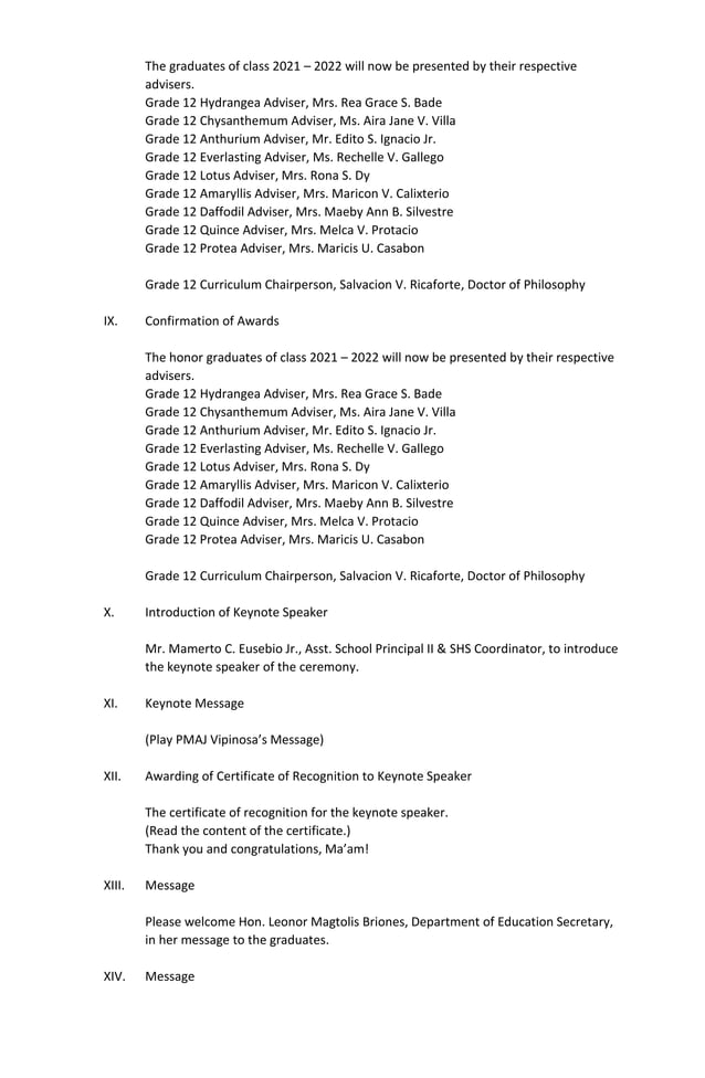 2ND-VIRTUAL-GRADUATION-SCRIPT.docx | Graduation | Personal Celebrations ...