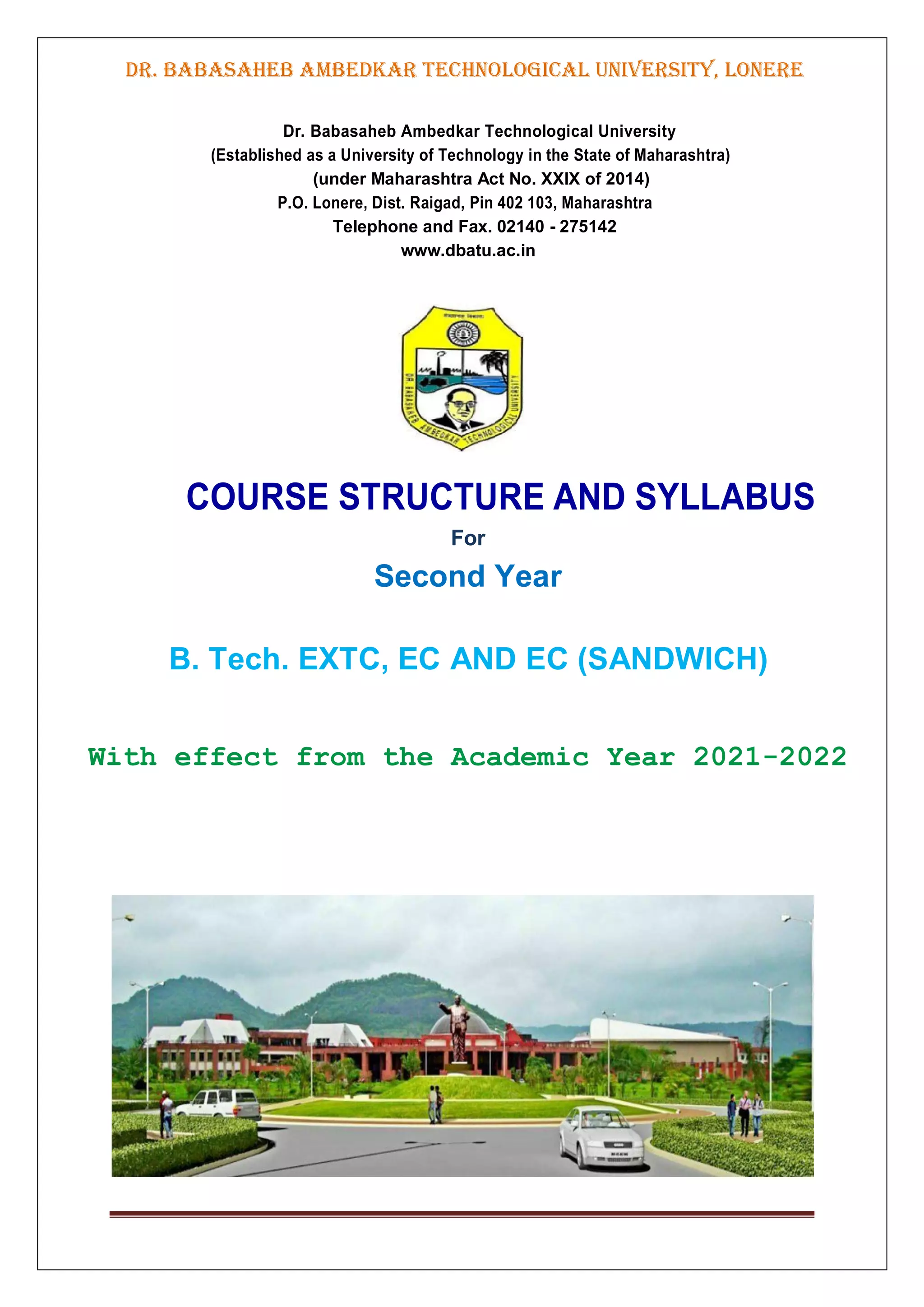 DBATU syllabus 2nd year-syllabus-extc-and-allied-branches-w.e.f-ay-2021 ...
