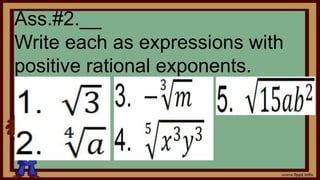zero, negative and rational exponents | PPTX