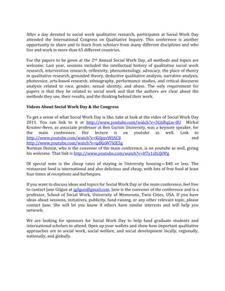 Call for Papers Social Work Day International Congress on Qualitative ...