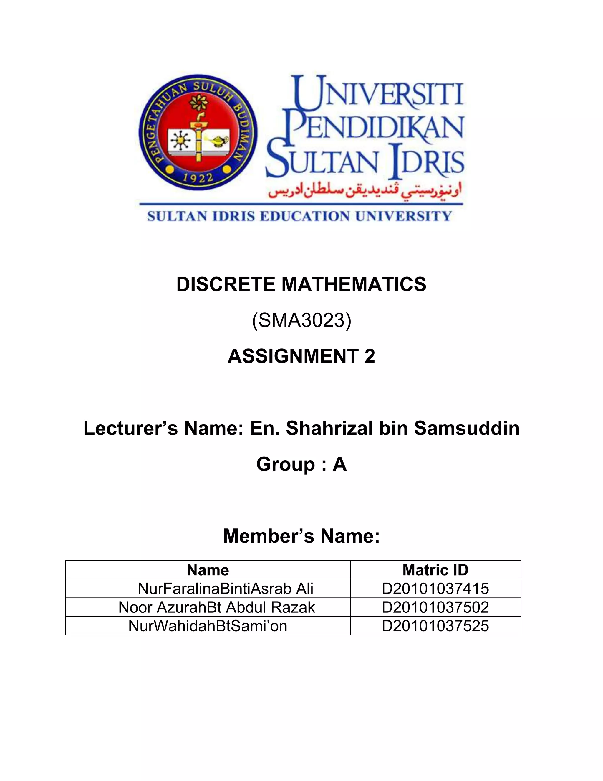 Assignment Discrete | DOCX