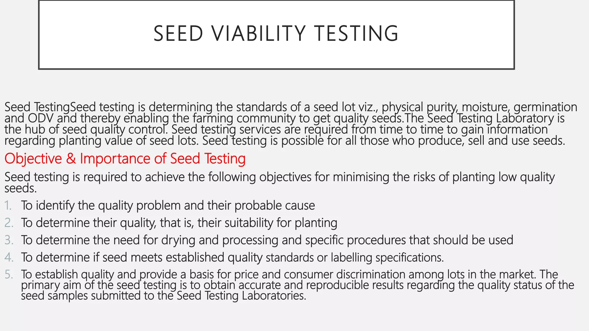 Seed Viability Testing | PPTX