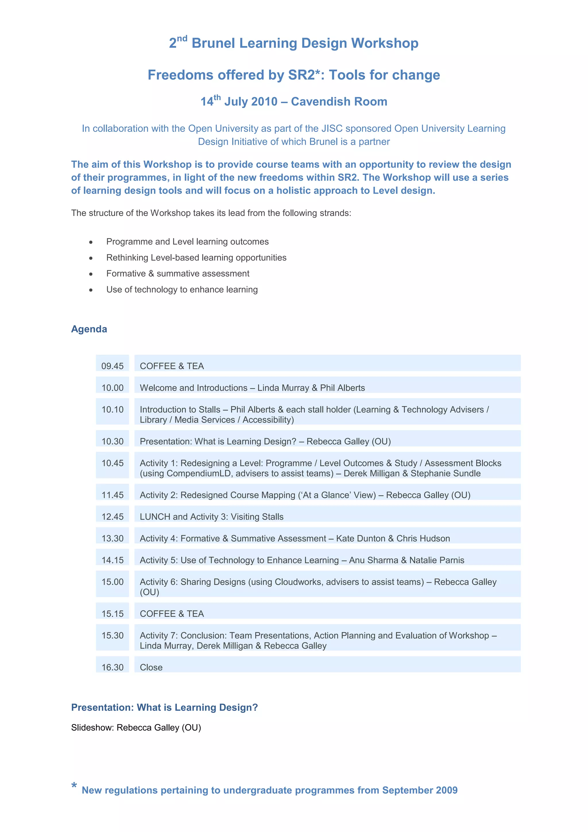 2nd brunel learning design workshop draft3 | PDF