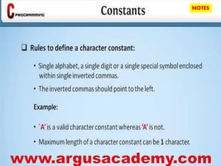 C programming tokens & error types | PPSX