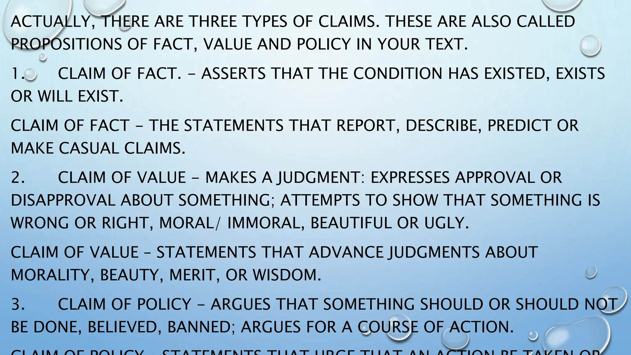 formulate claims of fact, value and policy | PPTX