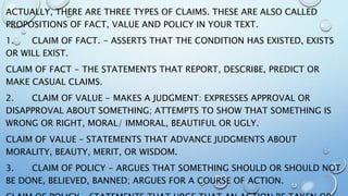 formulate claims of fact, value and policy | PPTX