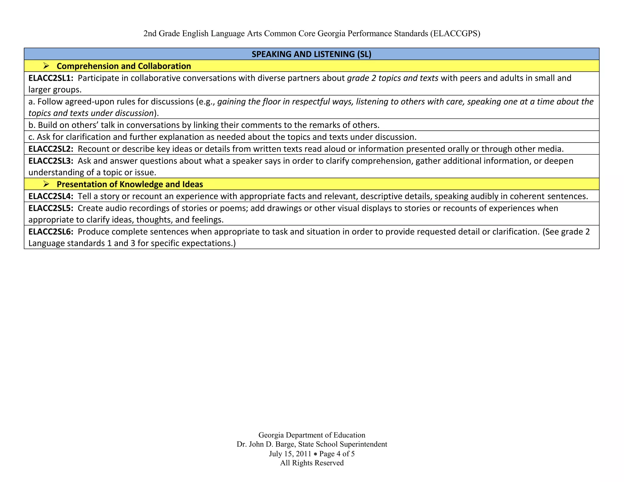 2nd grade CCGPS: ELA | PDF