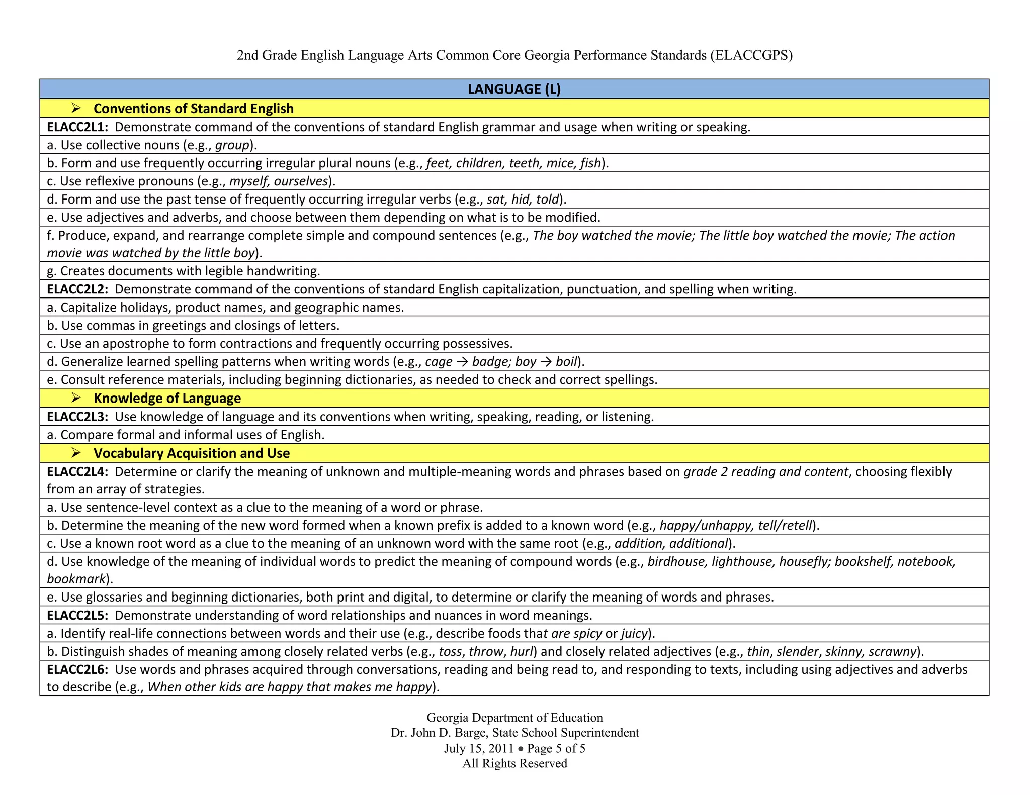 2nd grade CCGPS: ELA | PDF