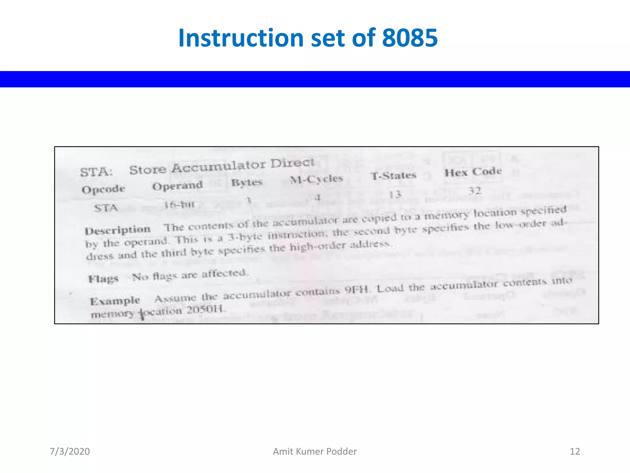 8085 Microprocessor Programming And Instruction Set Ppt Free Download