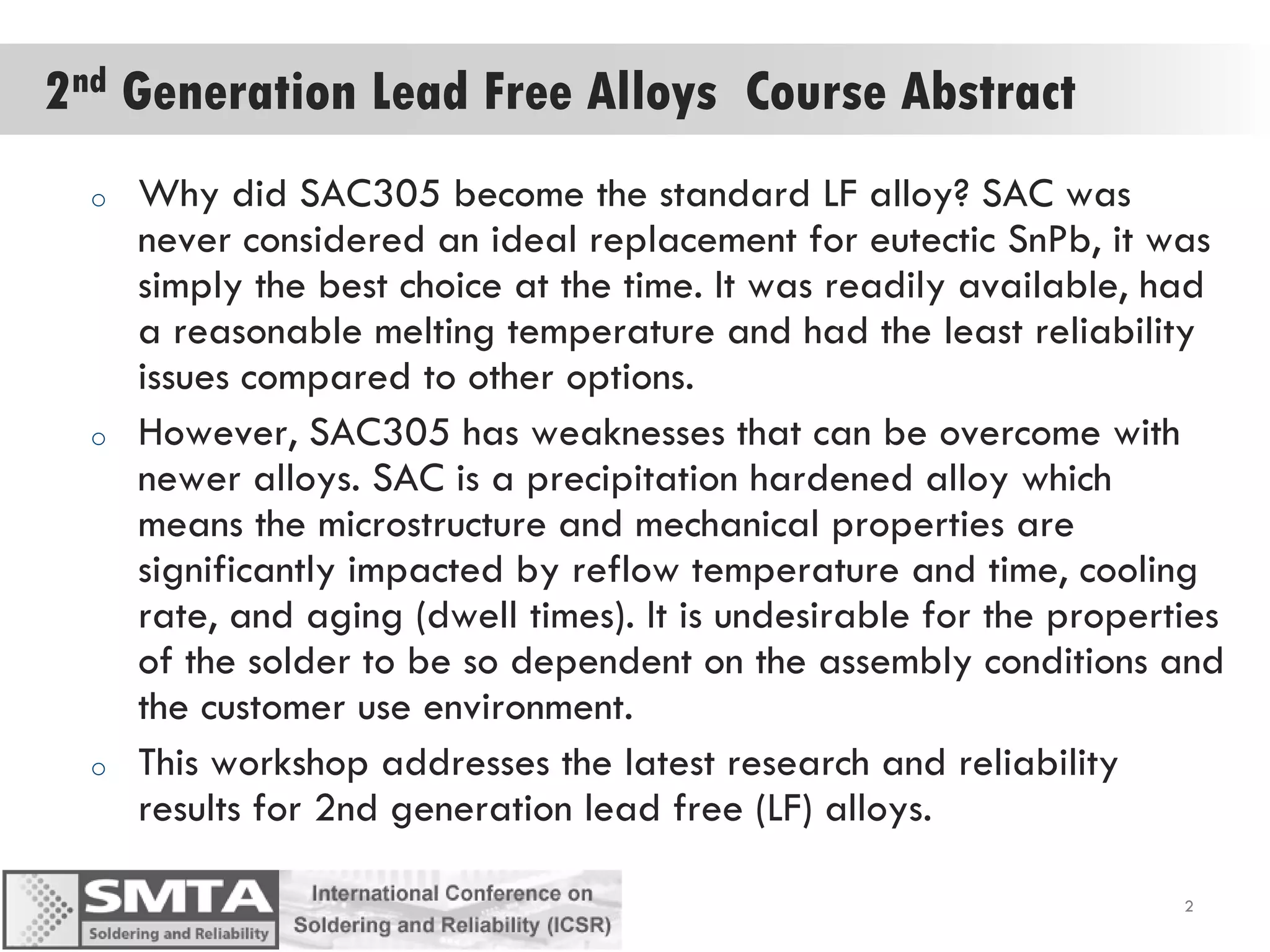 2nd Generation Lead Free Alloys: Is SAC the Best We Can Do? | PDF