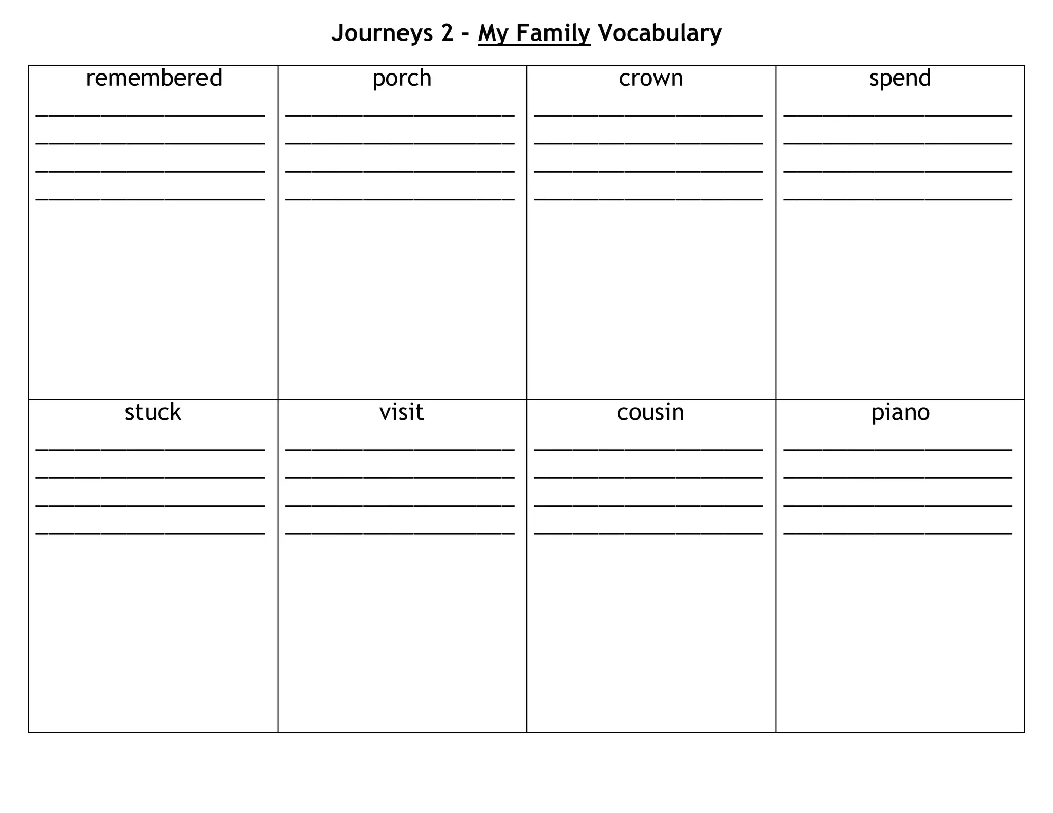 2nd grade journeys vocabulary | DOCX